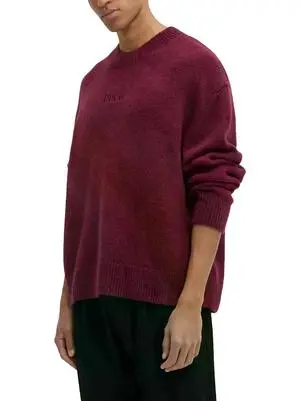 Hugo Crew-neck With Embroidered Detail - Red