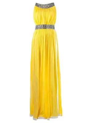 CRISTIANO BURANI Lace Trimmed Sleeveless Dress - Yellow
