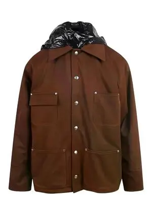 Plan C Padded Cargo Hooded Jacket - Brown