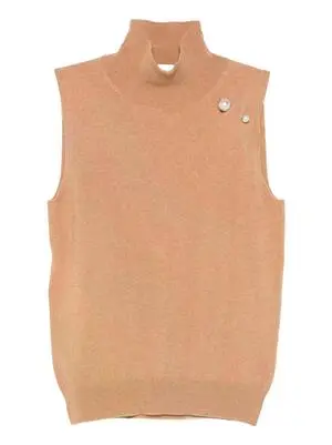 Alberta Ferretti Embellished High-neck Top - Brown