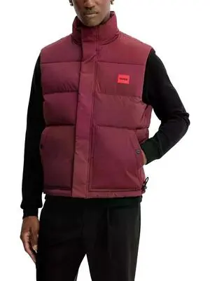 Hugo Padded Gilet With Logo Patch Red