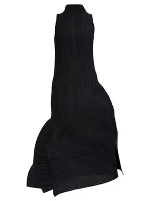 Issey Miyake Pleated High-neck Dress - Black