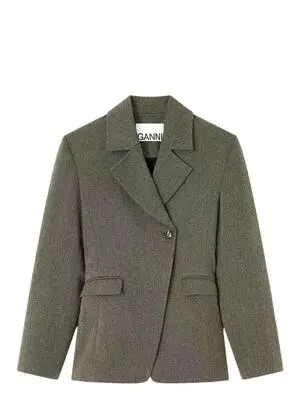 GANNI Notched-lapels Blazer - Green