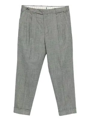 PT TORINO Checked Wool Cuffed Trousers - Grey