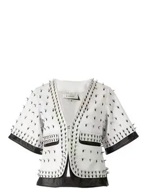 ANREALAGE Anrealage Pearl Embellished Leather Jacket