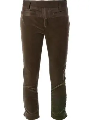 HAIDER ACKERMANN Velour Effect Cropped Trousers - Brown