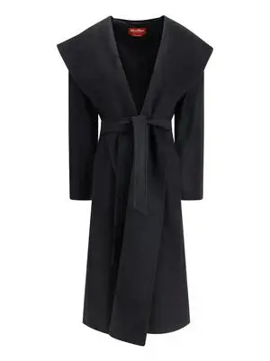Max Mara Hooded Belted Coat - Black