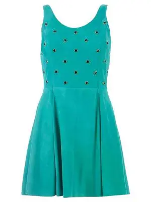 Drome Embellished Leather A-line Dress - Green