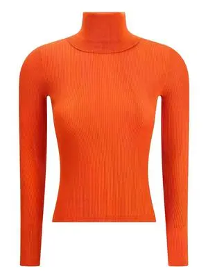Saint Laurent Ribbed-knit Turtleneck Sweater - Orange