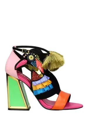 KAT MACONIE 105mm Aya Tassel Embellished Sandals - Pink
