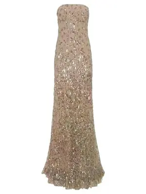 Brunello Cucinelli Sequin-embellished Strapless Maxi Dress - Neutrals