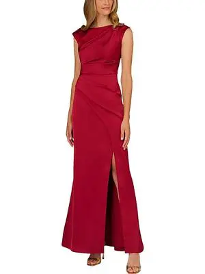 Aidan Mattox Draped Satin Gown - Matador Red