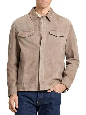 Ted Baker London Wilbur Suede Shirt Jacket - Taupe
