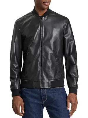 Ted Baker London Waggoner Leather Bomber Jacket - Black