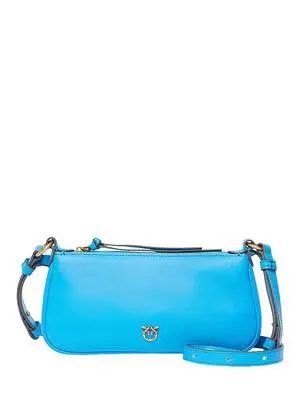 Pinko Leather Half Moon Baguette Shoulder Bag - Azure
