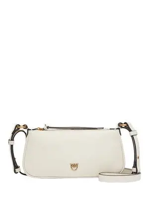 Pinko Leather Half Moon Baguette Shoulder Bag - White