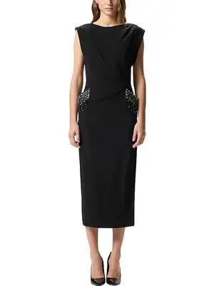 Pinko Freccette Midi Dress - Limo Black