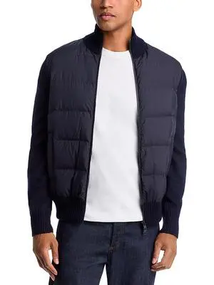 Moncler Knit Cardigan Down Jacket - Navy