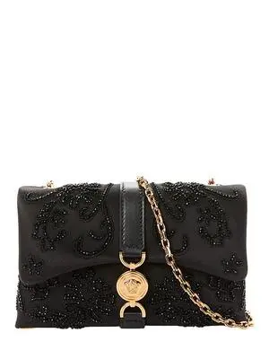 VERSACE Kleio Beaded Satin Shoulder Bag