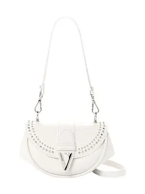 Versace Virtus Small Leather Shoulder Bag - Porcelain