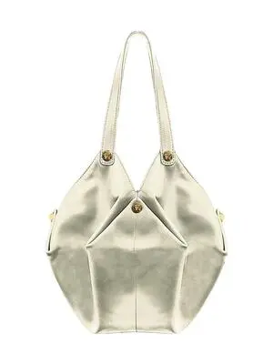 Versace Protea Leather Shoulder Bag - Cream
