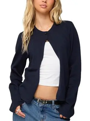 EDIKTED Jenie Split Front Knit Cardigan - Navy
