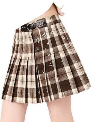 MAJE Jamian Checked Flannel Skirt