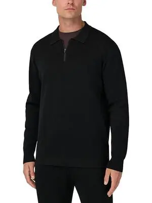 Boggi Milano Superfine Merino Wool Knitted Polo Shirt Exclusive - Black