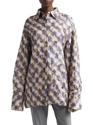 Dries Van Noten Cartan Crystal Embellished Button-up Shirt - Purple