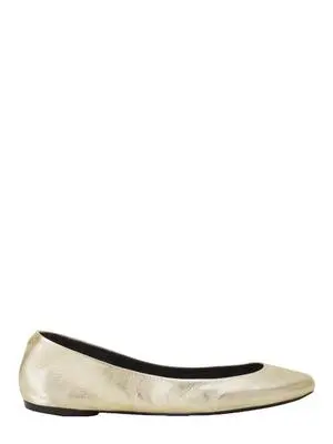LANVIN Metallic Leather Ballerina Flat - Gold