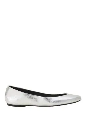 LANVIN Metallic Leather Ballerina Flat - Silver