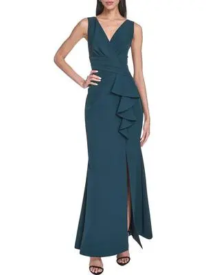 Eliza J Laguna Ruffle Mermaid Gown - Hunter