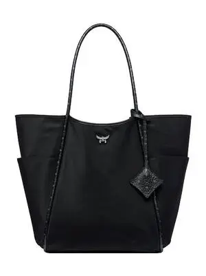 Mcm Econyl® And Leather Shopper With Charm - Black