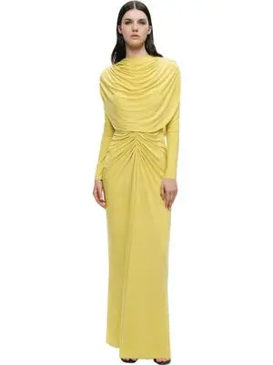 NOCTURNE Draped Cowl-front Column Gown - Yellow