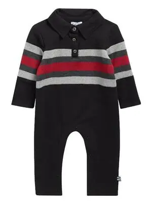Splendid Stripe Polo Romper - Black
