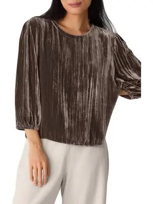 Eileen Fisher Bubble Sleeve Velvet Top - Rye