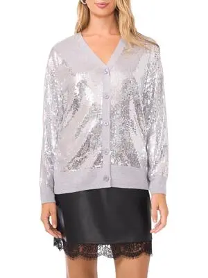 Vince Camuto Sequin Cardigan - Light Heather Grey