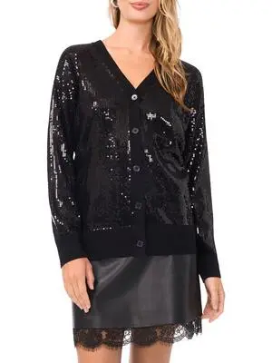 Vince Camuto Sequin Cardigan - Rich Black