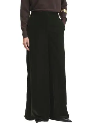 Deluc Daisy Velvet Wide Leg Pants - Basil Green