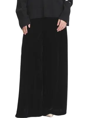 Deluc Daisy Velvet Wide Leg Pants - Black