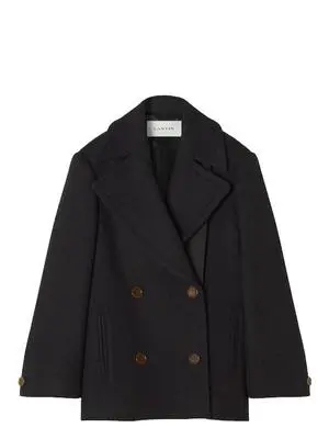 LANVIN Wool Double-breasted Pea Coat - Anthracite