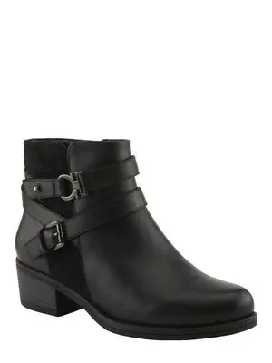 SPRING STEP SHOES Leather Bootie With Ankle Straps - Black