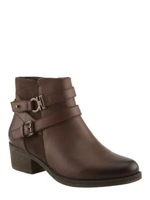 SPRING STEP SHOES Leather Bootie With Ankle Straps - Brown