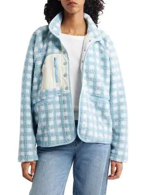 HAPPY CAMP3R Gingham Grace Fleece Pullover - Sky Blue