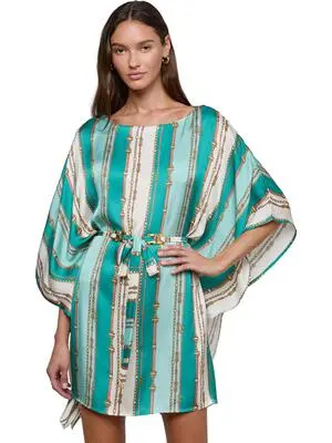 L'Agence Alia Cover-up Tunic - Light Sage Belt Stripe Print