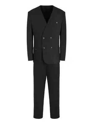 Giorgio Armani Lapel-free Double-breasted Suit - Black