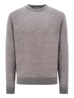 Canali Nuvola Mélange Wool Crew Neck - Grey