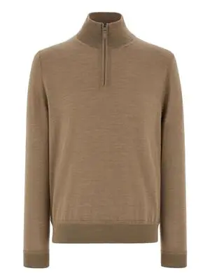 Canali Wool, Silk, And Cashmere Blend Mock-neck - Brown