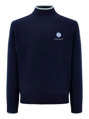 Canali Pure Wool Mock Neck Sweater - Blue