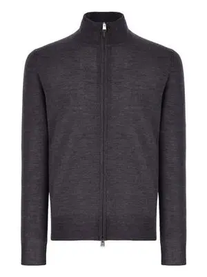 Canali Merino Wool Travel Cardigan - Grey